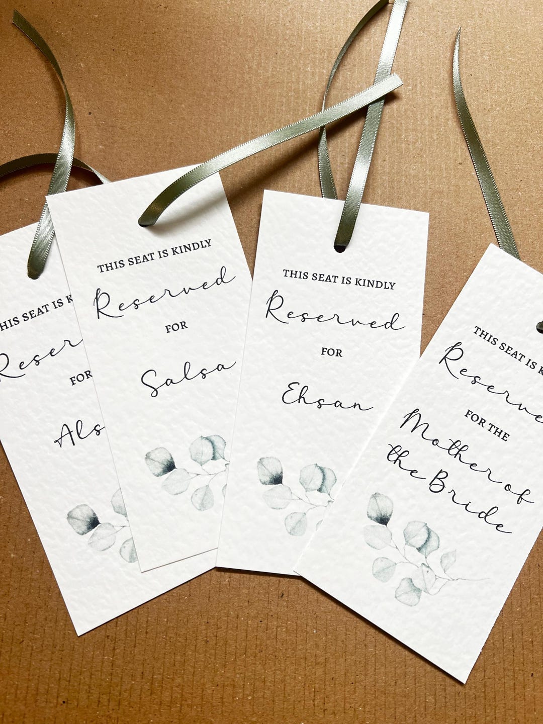 Eucalyptus Wedding Reserved Tags, Wedding Ceremony Reserved Seating Tag ...