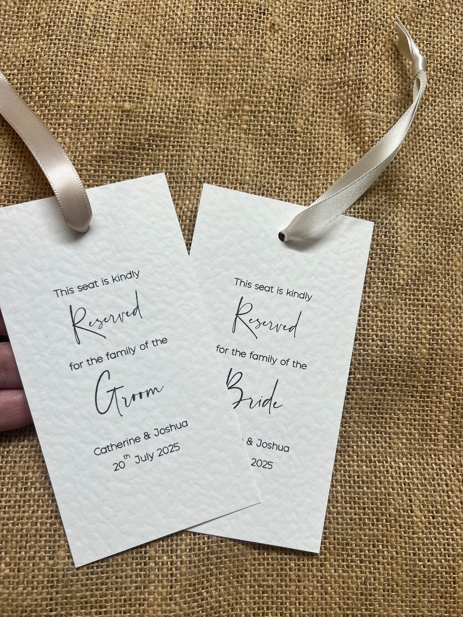 Minimal Wedding Reserved Tags, Wedding Ceremony Reserved Seating Tag ...