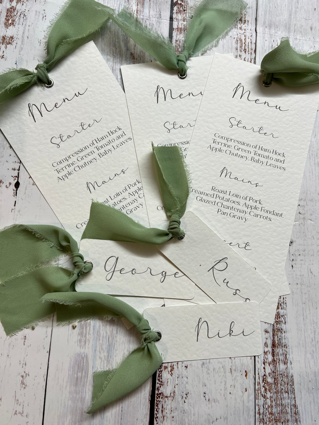 Chiffon Ribbon Menus, Menus With Chiffon Ribbon, Place Names, Find Your ...