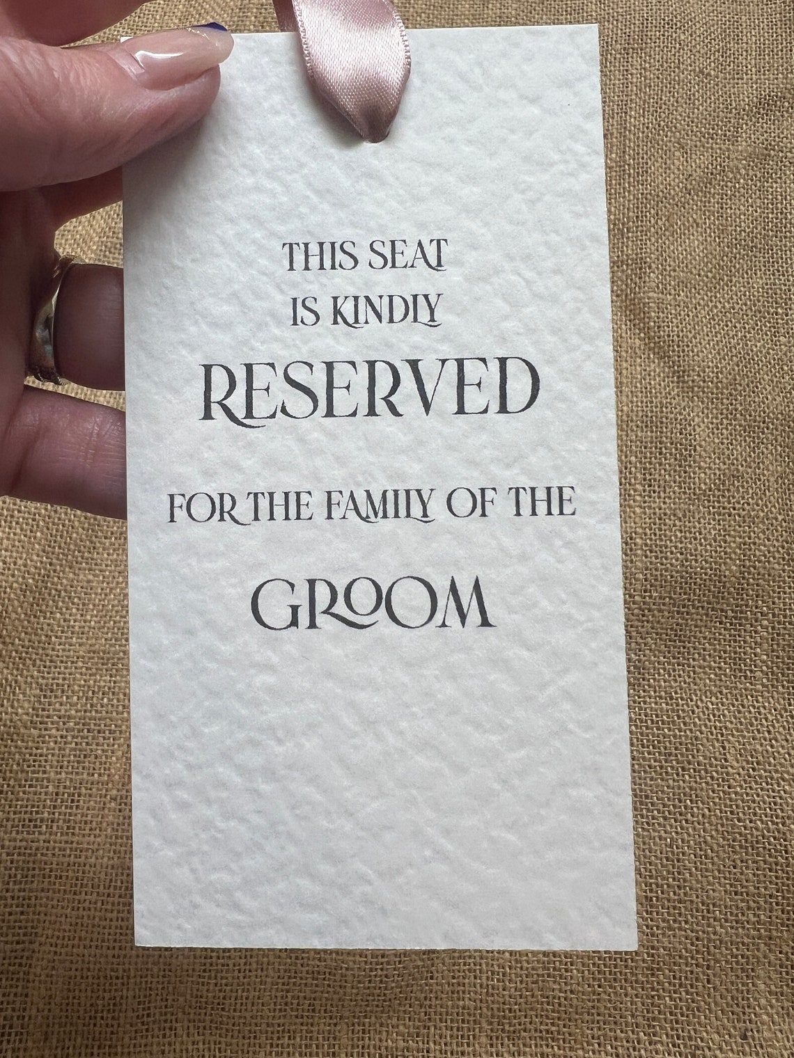 Minimal Wedding Reserved Tags, Wedding Ceremony Reserved Seating Tag ...