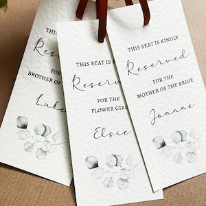 Eucalyptus Wedding Reserved Tags, Wedding Ceremony Reserved Seating Tag ...