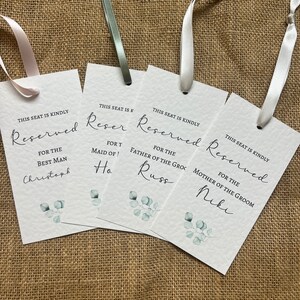 Eucalyptus Wedding Reserved Tags, Wedding Ceremony Reserved Seating Tag ...