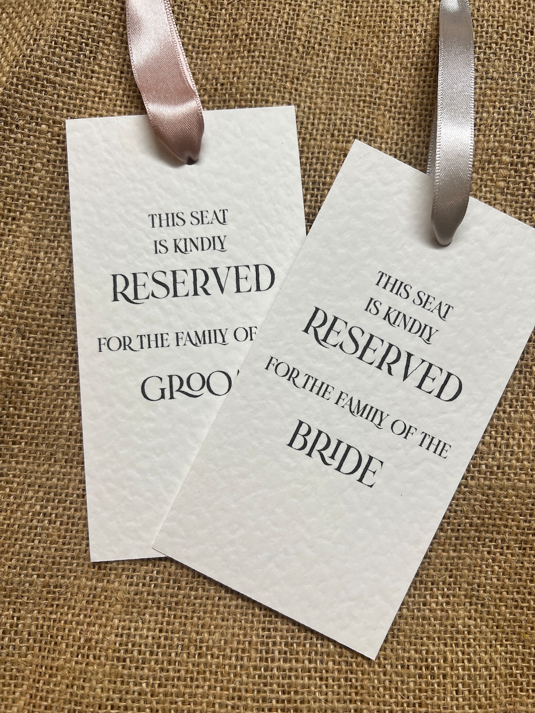 Minimal Wedding Reserved Tags, Wedding Ceremony Reserved Seating Tag ...