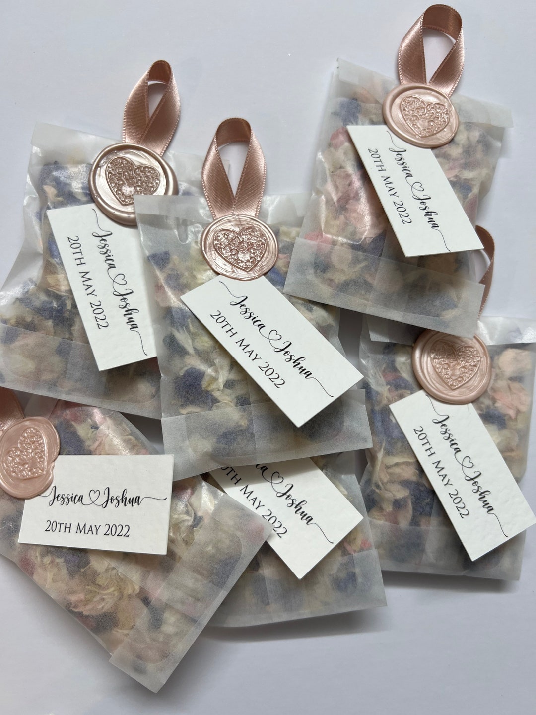 Real Petal Confetti, Glassine Packets With Wax Seal, Personalised ...