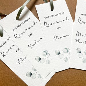 Eucalyptus Wedding Reserved Tags, Wedding Ceremony Reserved Seating Tag ...