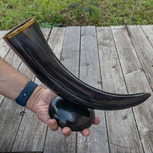 Viking Cornucopia Display Horn With Built-in Stand Authentic Bovine ...