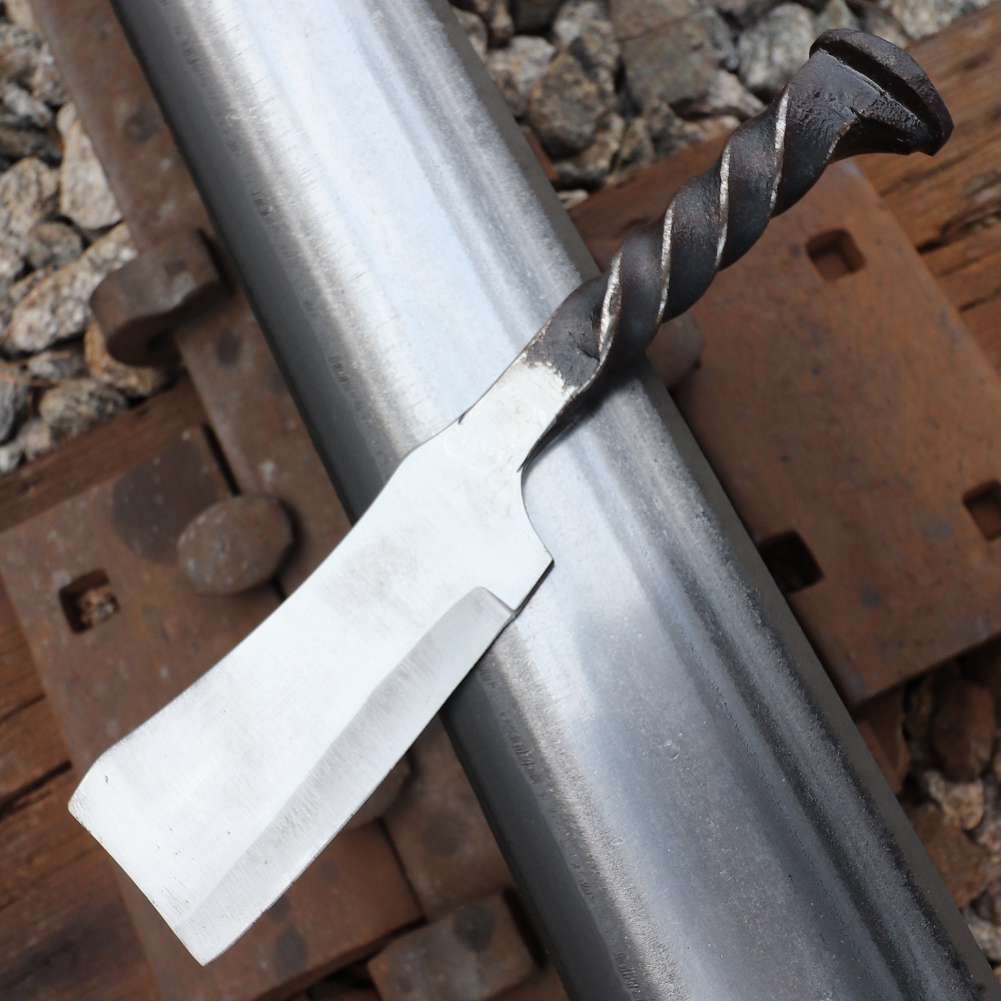 The Butcher Railroad Spike Cleaver Knife Hand Forged | Etsy