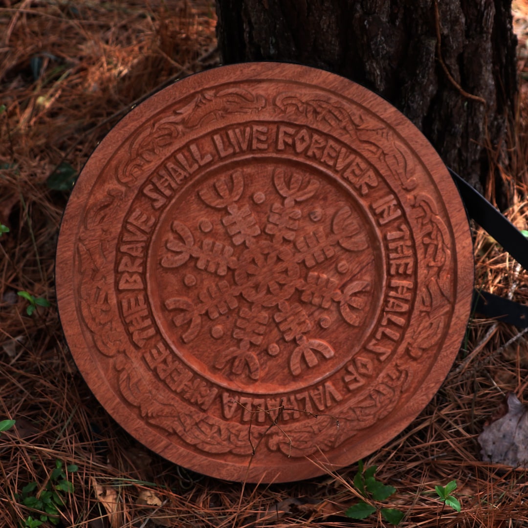 Buy Nordic Rampage Wooden Small Round Shield Handmade Functional ...