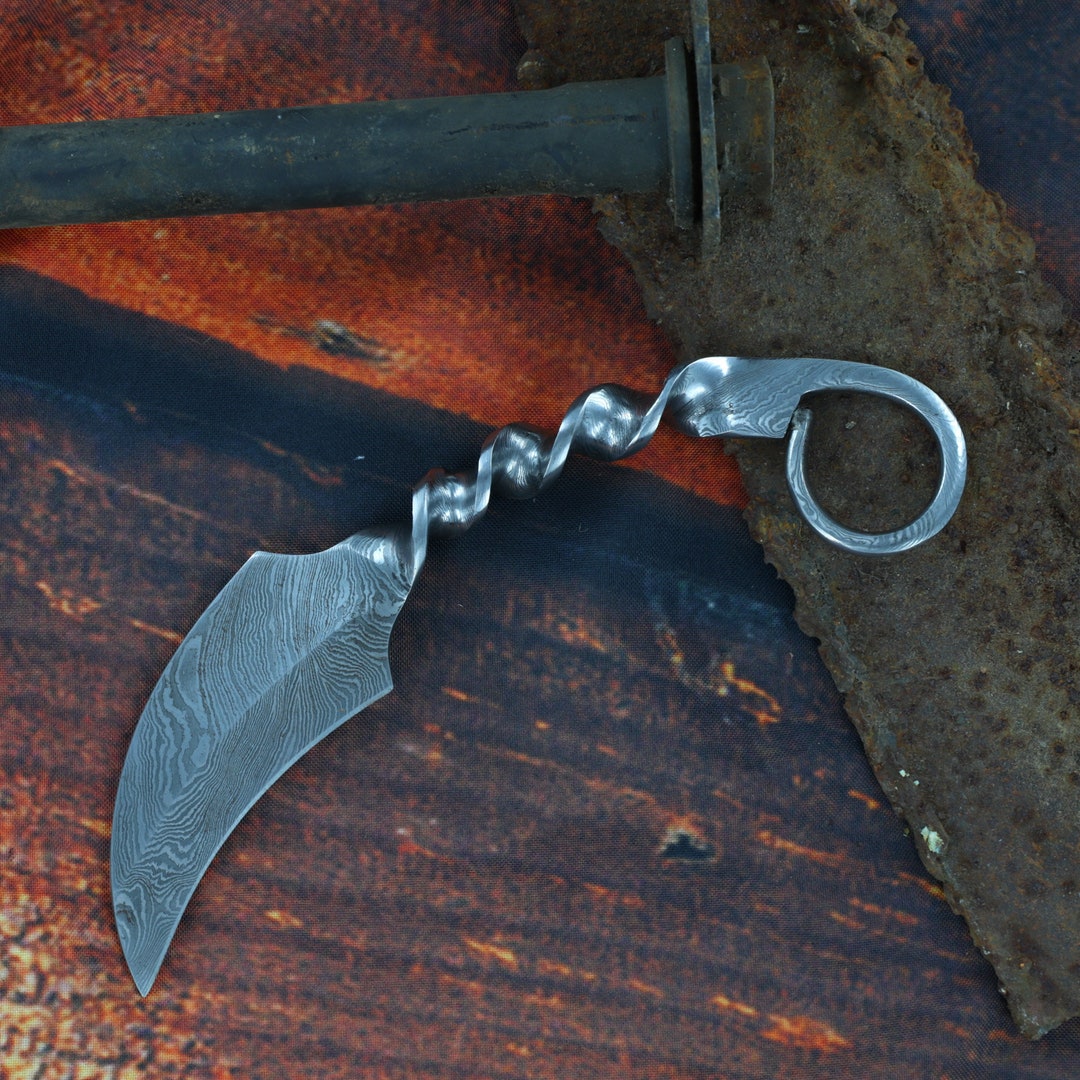 Cold Touch Damascus Karambit Twisted Handle Hand Forged - Etsy