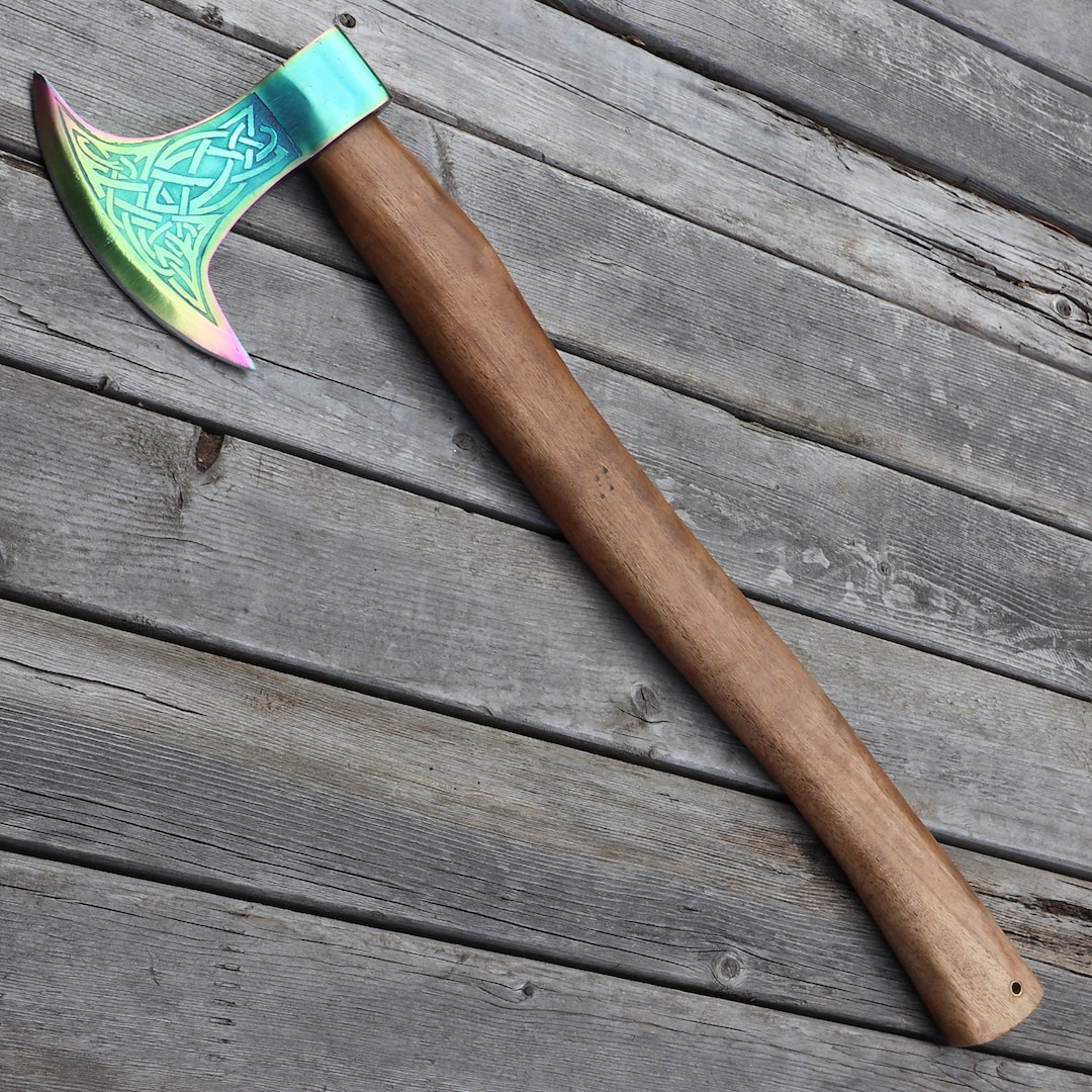 Viking Dragon Slayer Rainbow Titanium Dane Axe Hand Crafted Collectible ...