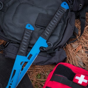 Dance of Blue Horizon Ninja Dual Wield Swords Neon Blue Sharpened Tanto ...