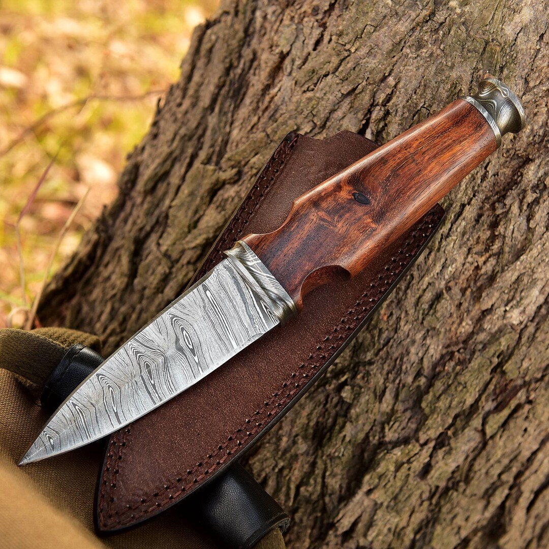 Exquisite Damascus Knife Damascus Dagger Double-edged Hunting Knife W ...