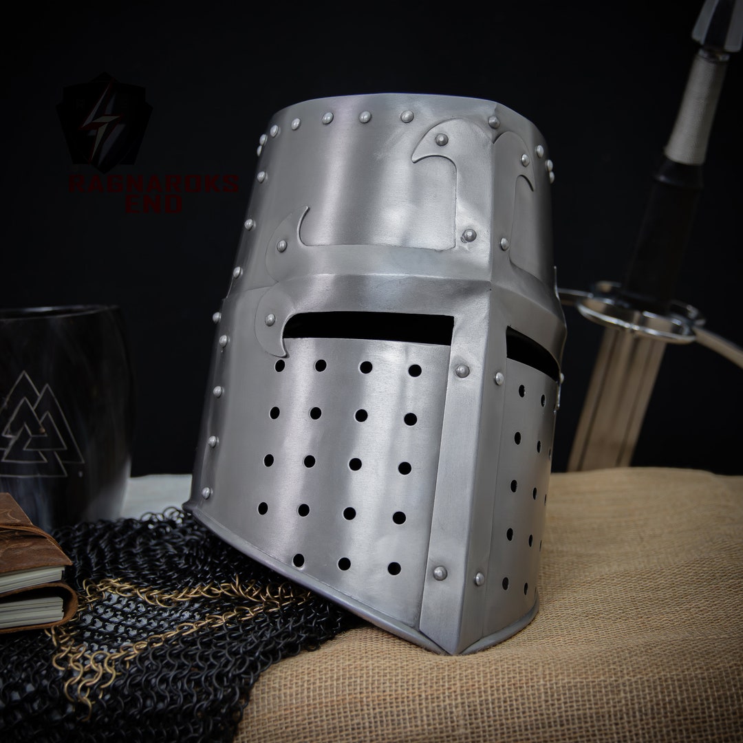 Holy Guidance Templar Crusader Bucket Helmet Classic 18G Medieval ...