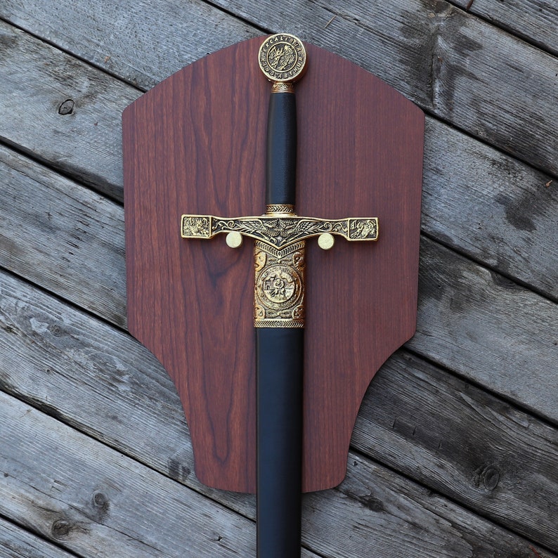 Wood Grain Medieval Sword Wall Display Mount Plaque - Etsy