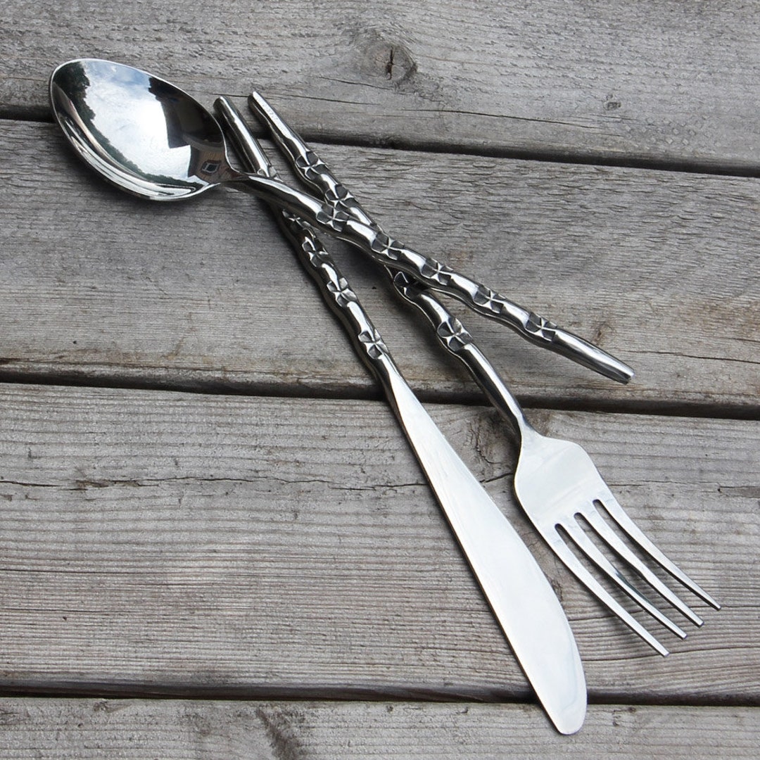 Lucky Clover Cutlery Set Hand Forged Medieval Style Stainless Steel ...