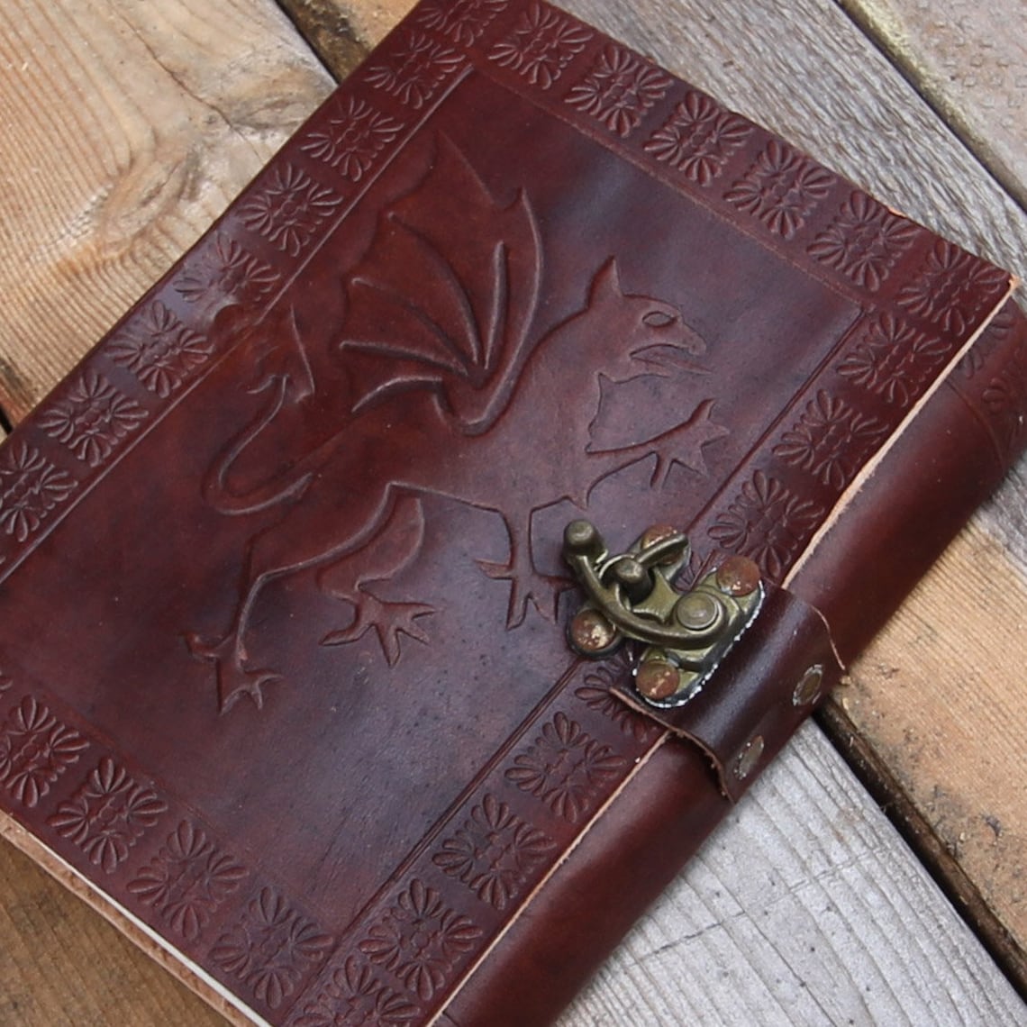 Dragon and Hummingbird Leather Journal | Etsy