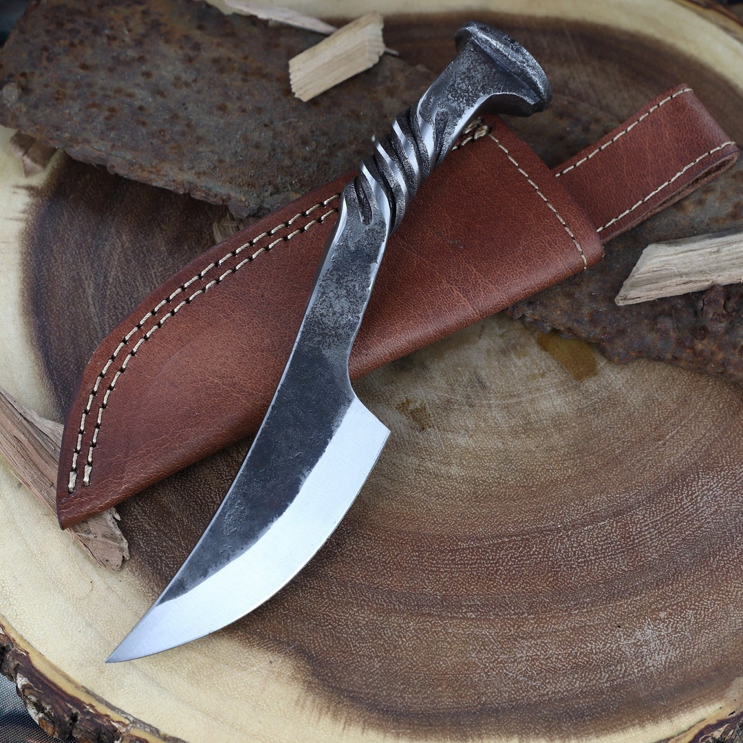 Life on the Tracks Railroad Spike Knife Full Tang Hand Forged Steel ...