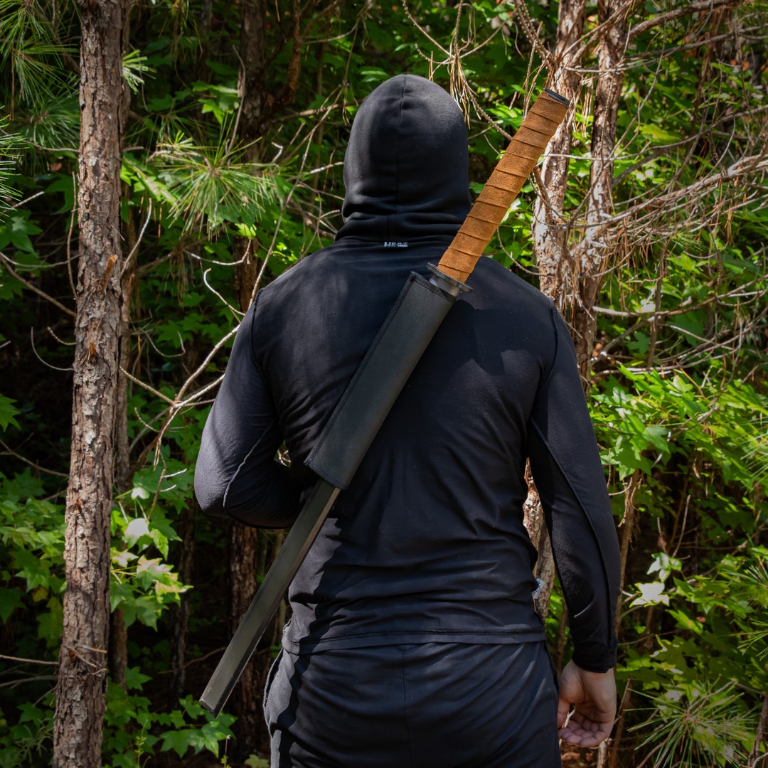 Honed Warrior Training Sword Half Back Sheath Black Nylon Miniature ...