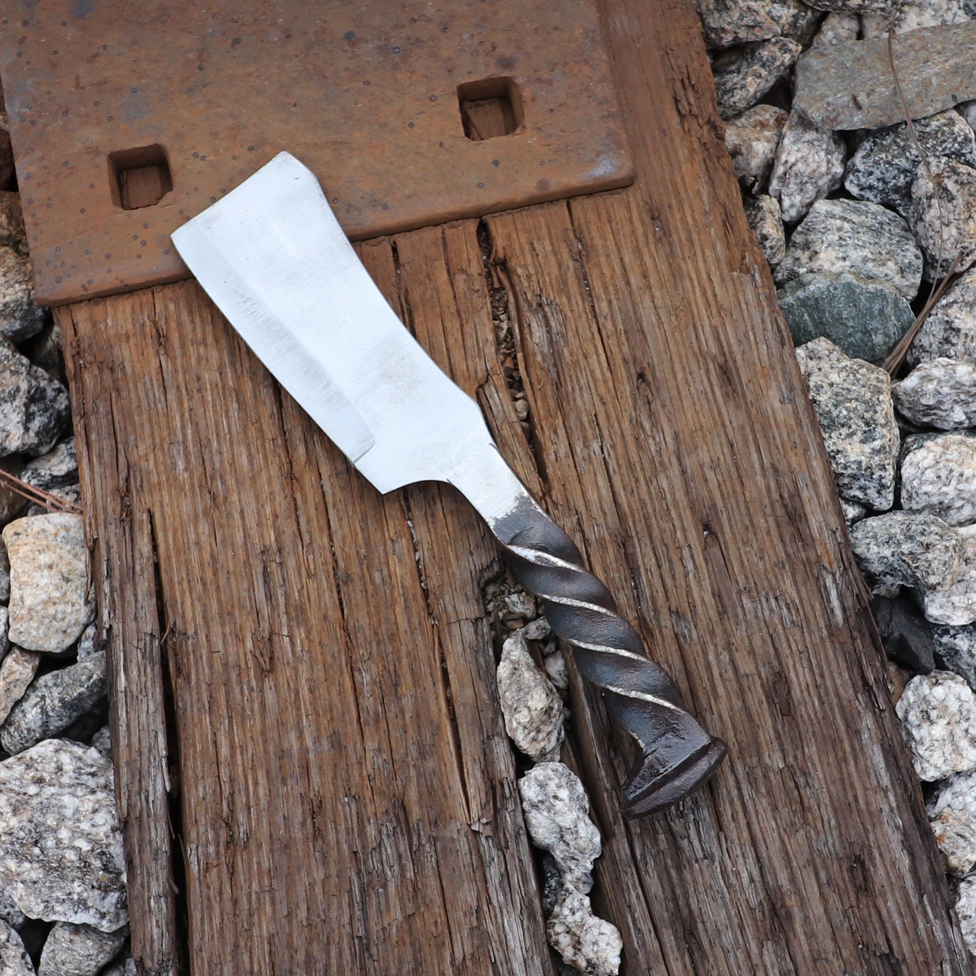 The Butcher Railroad Spike Cleaver Knife Hand Forged | Etsy