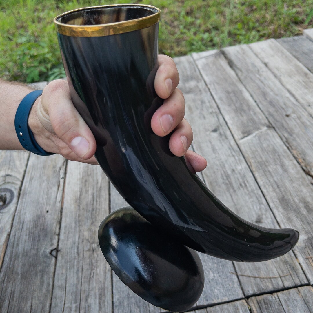 Viking Cornucopia Display Horn With Built-in Stand Authentic Bovine ...