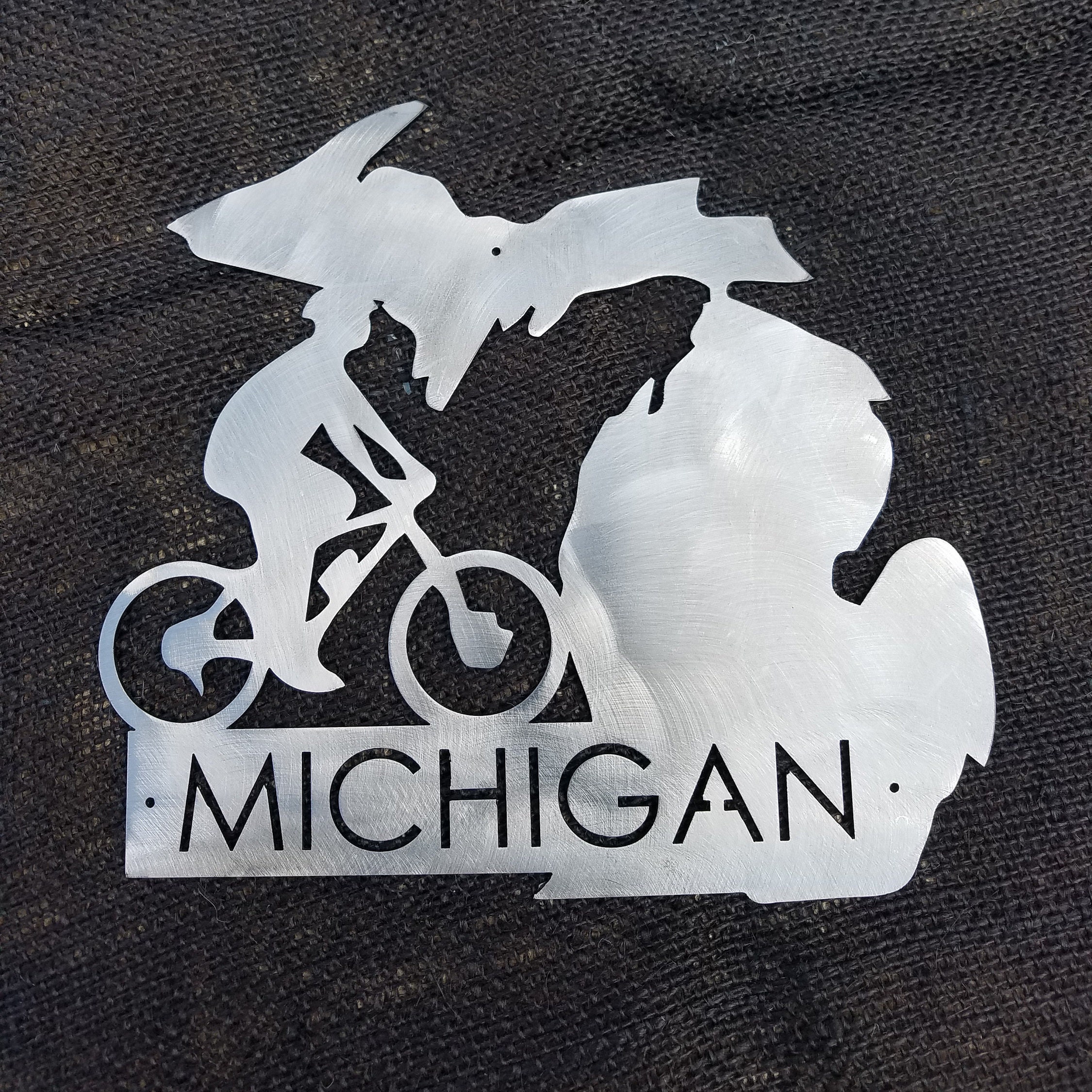 Michigan Cycling Metal Wall Art Sign. Made in Michigan. Bike - Etsy