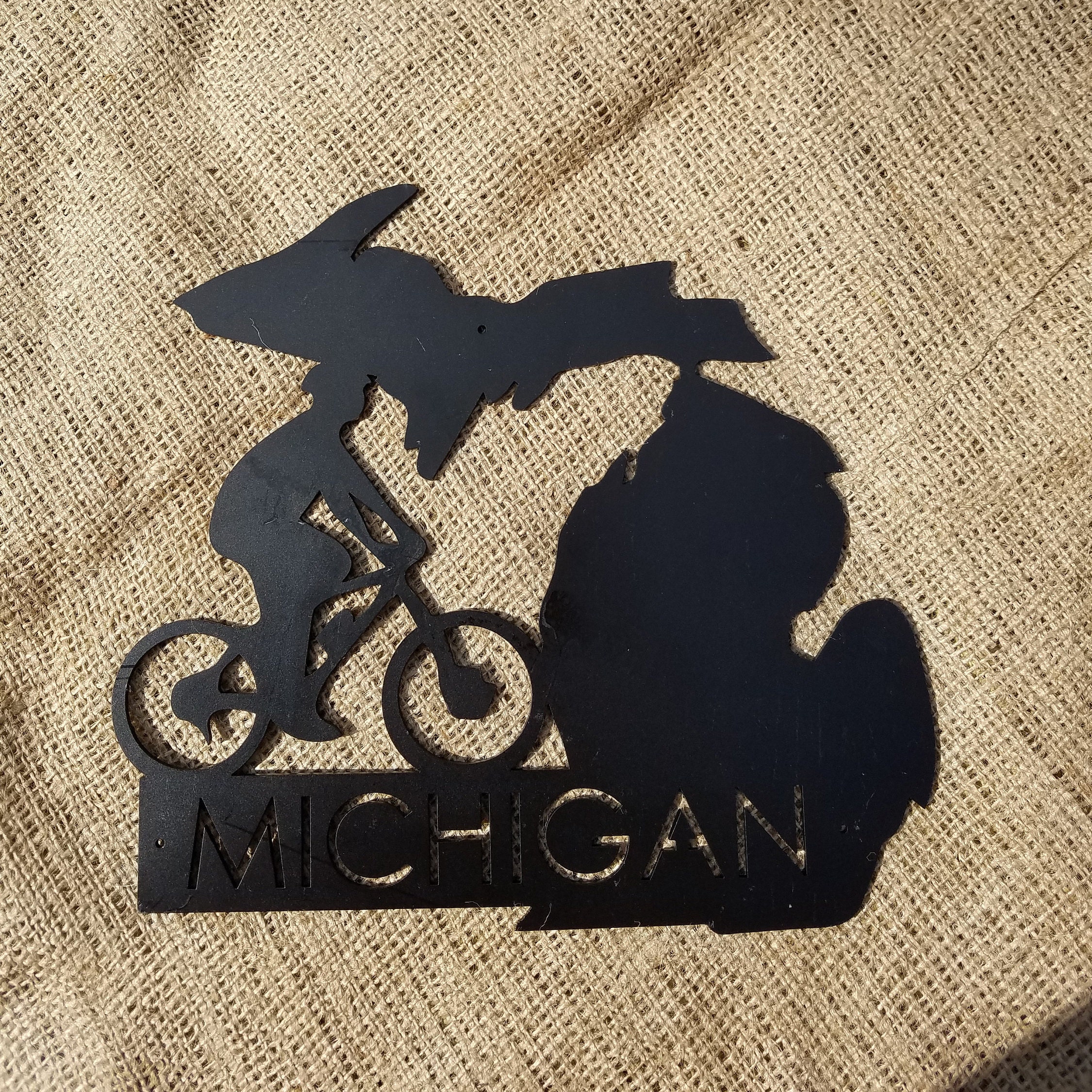 Michigan Cycling Metal Wall Art Sign. Made in Michigan. Bike - Etsy