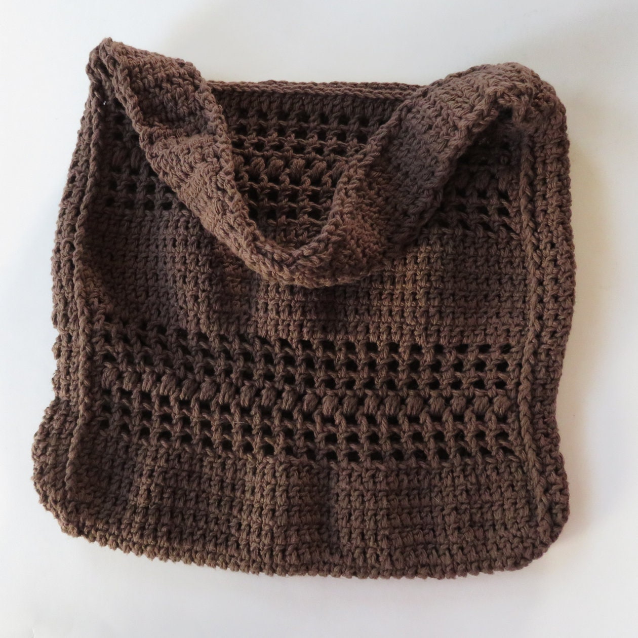 Crochet Brown Take Along Tote, 12-inch Brown Purse, Brown Crochet Bag ...