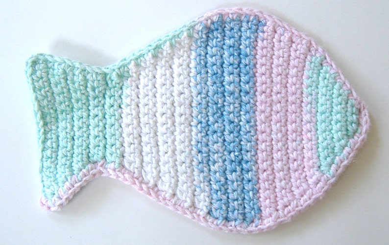 Crocheted Fish Dishcloth, Seashore Themed Kitchen, Fish-shaped Dish Rag ...