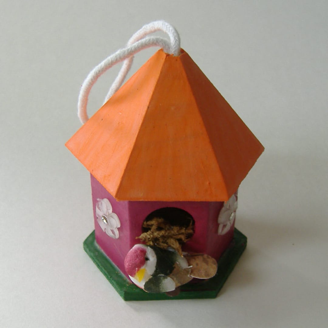 Painted Mini Birdhouse Small Birdhouse With Bird Purple and - Etsy