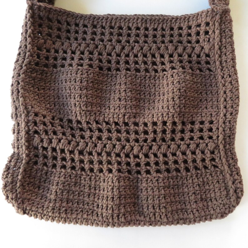 Crochet Brown Take Along Tote, 12-inch Brown Purse, Brown Crochet Bag ...