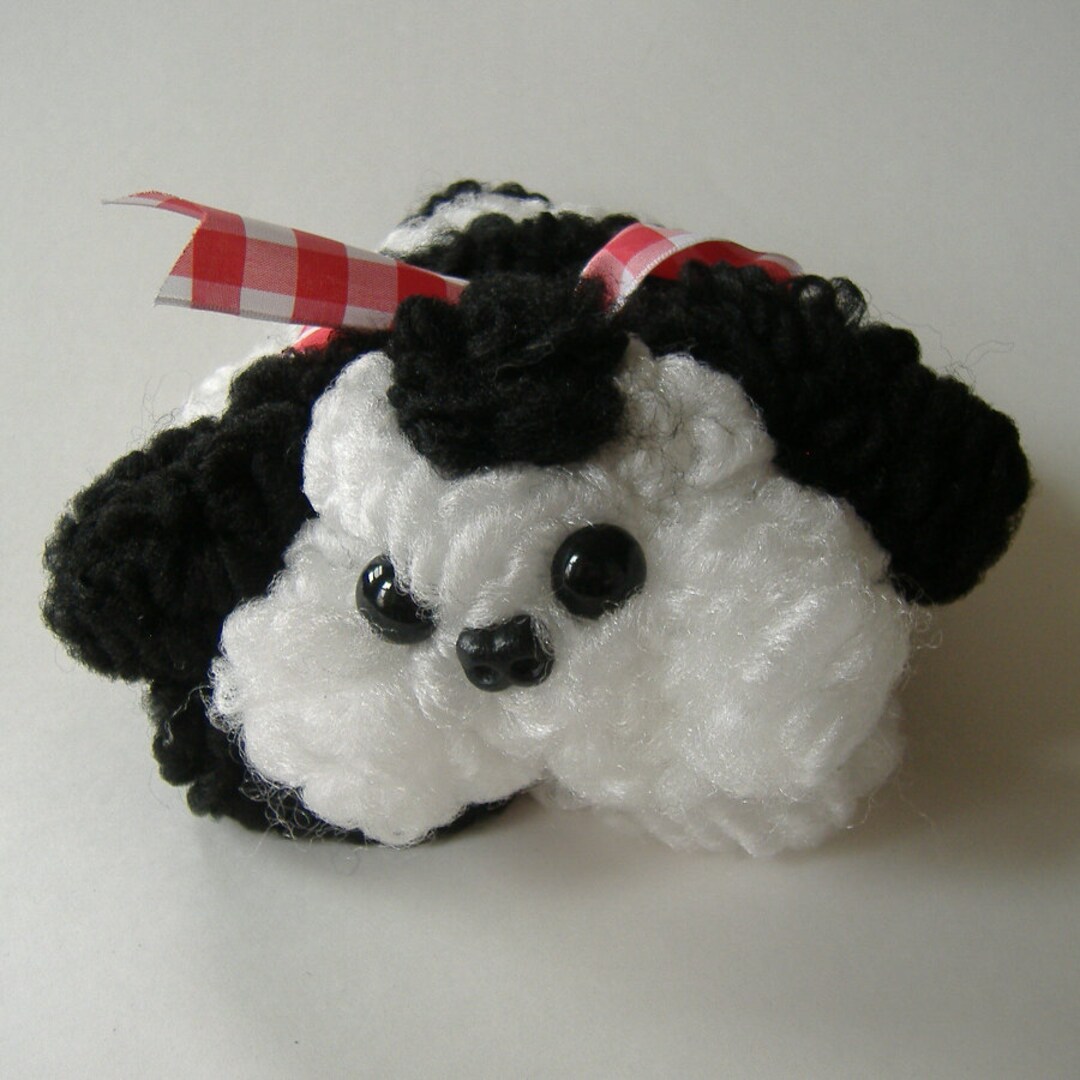 Crocheted Loopy Puppy Made of Yarn, Black and White Dog for Home, Gift ...