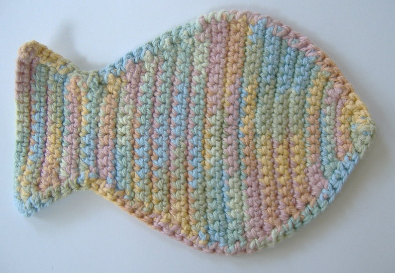 Crocheted Fish Dishcloth, Seashore Themed Kitchen, Multicolored, Fish ...