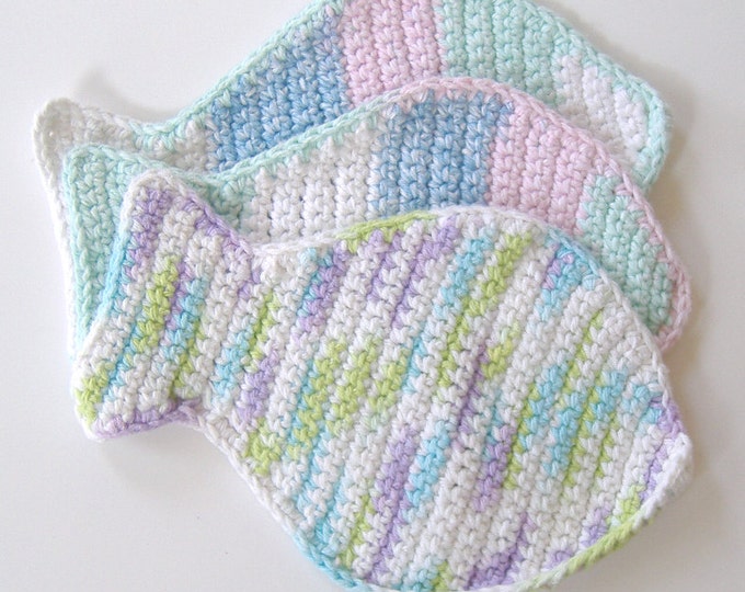 Crocheted Fish Dishcloth, Seashore Themed Kitchen, Fish-shaped Dish Rag ...