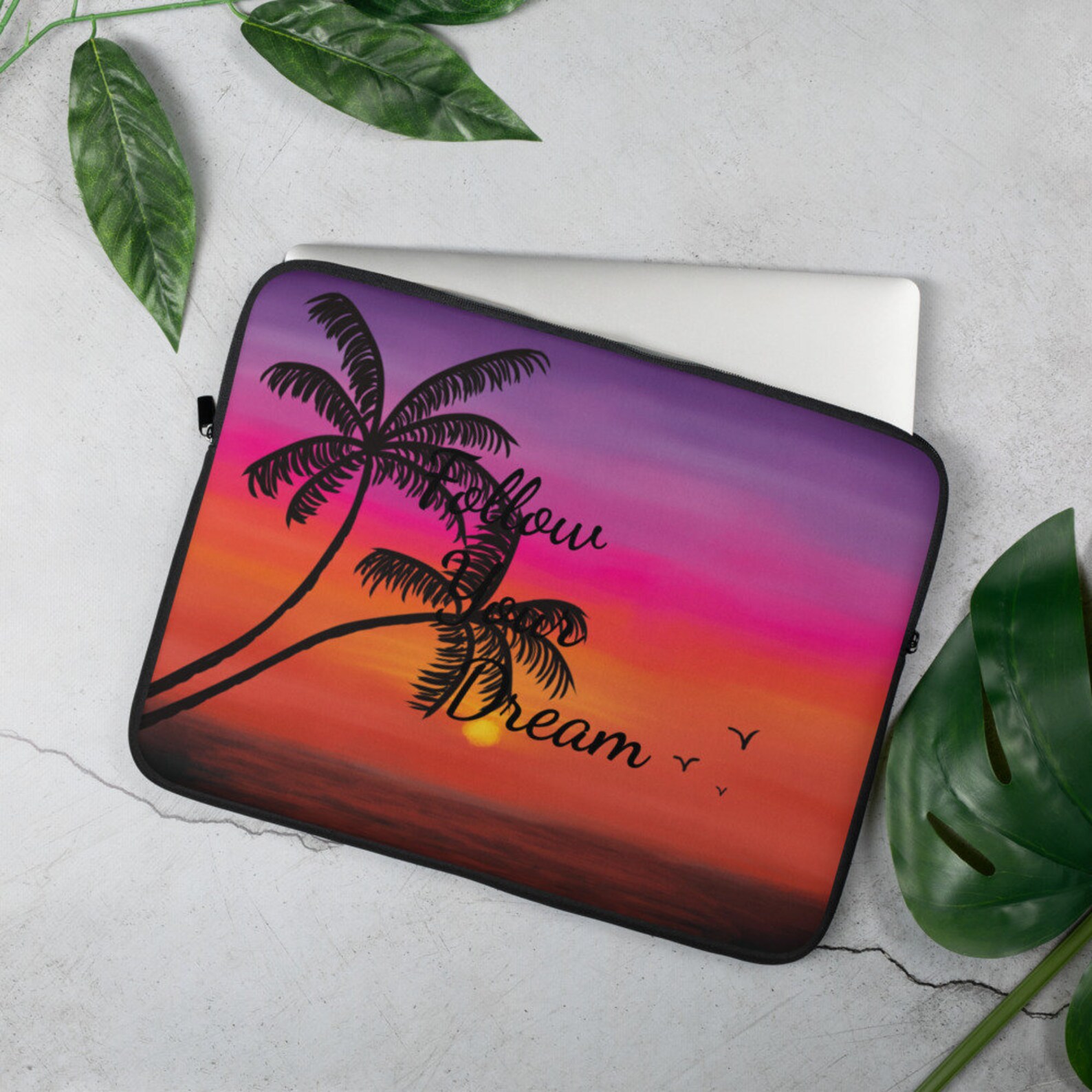 Funda de computadora portátil con puesta de sol y palmeras - Etsy España