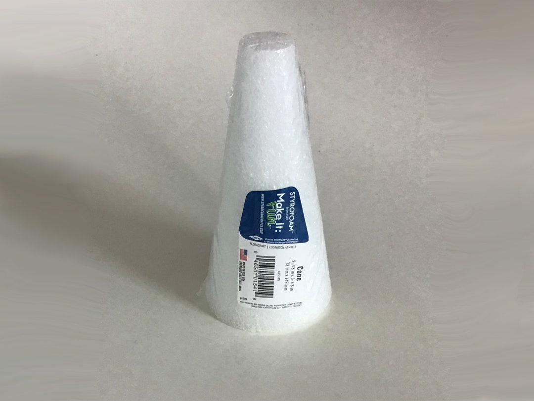 Floracraft Styrofoam Make It Fun Cone 2 7/8” X 5 7/8”, White, Craft ...