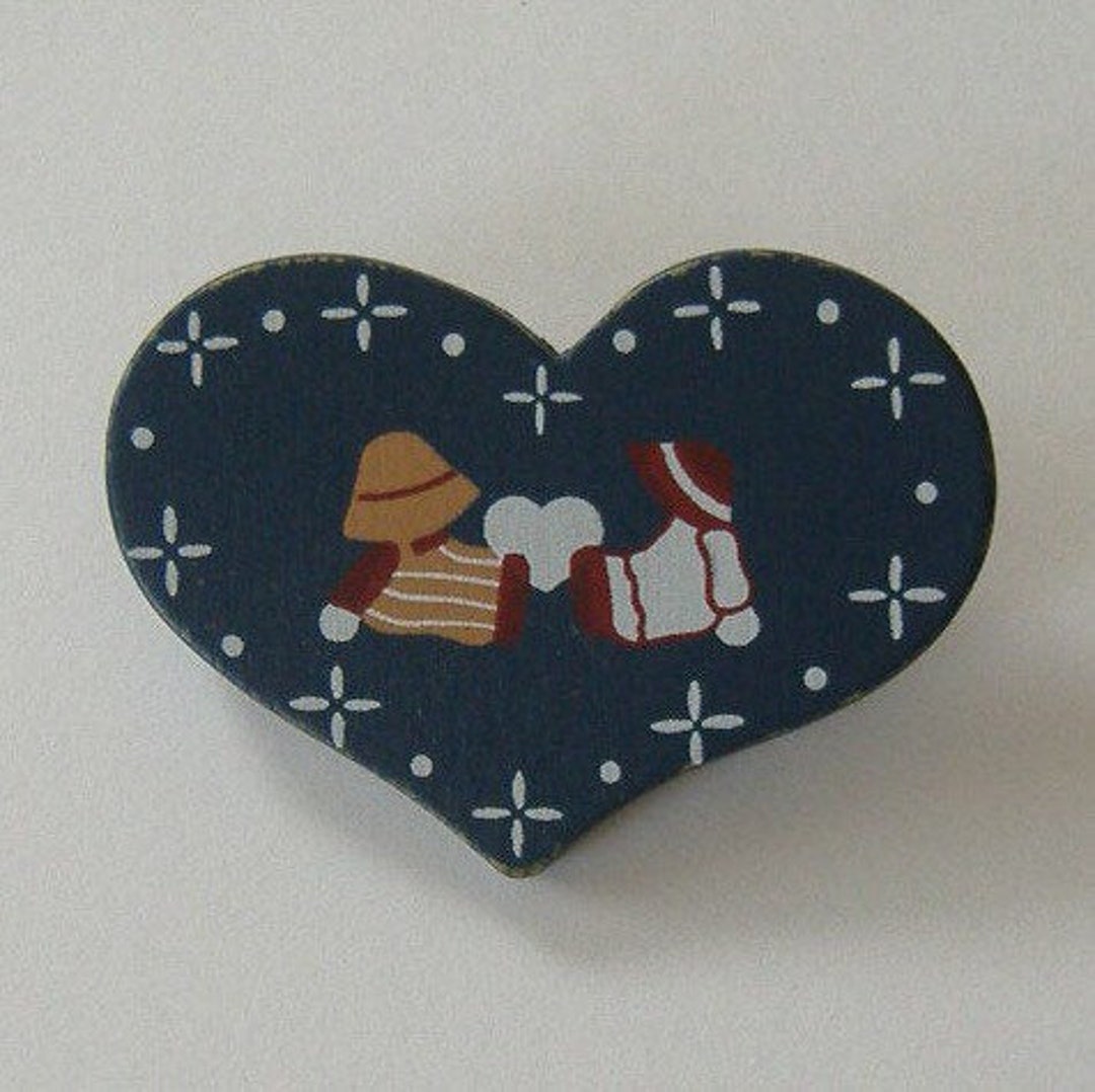 Dark Blue Wooden Heart Lapel Pin, Country Theme - Etsy