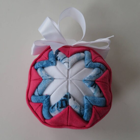 Quilted Ornament Ball 3.5 Folded Fabric Ball Ornament | Etsy