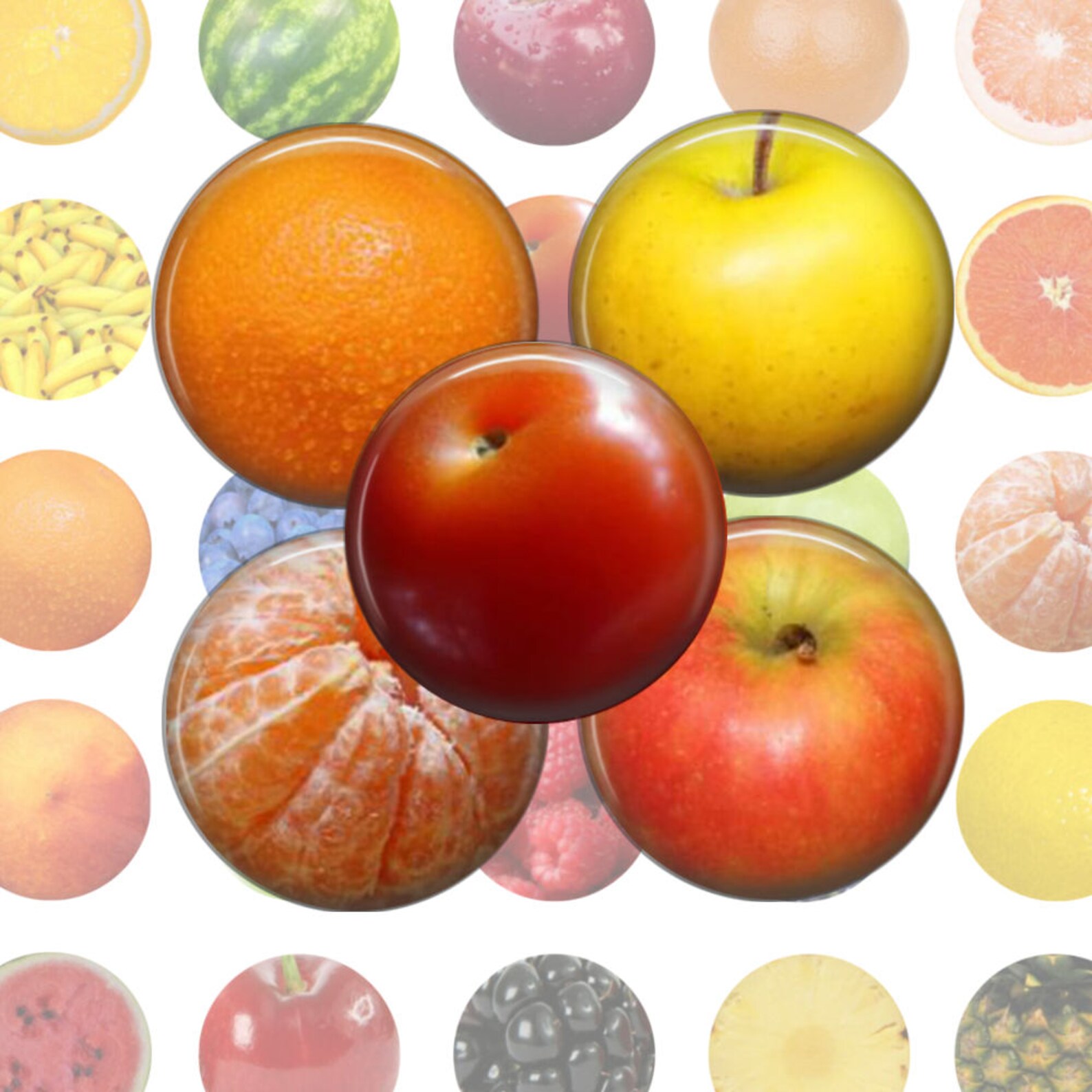 Fruit Collage Sheet, 1 Inch Circles, 35 Images, Instant Download ...