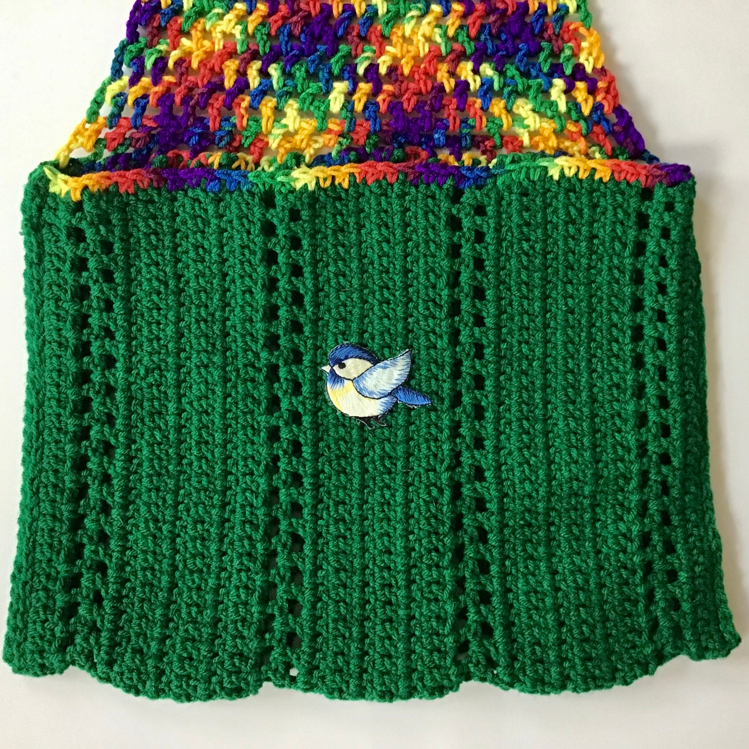 Crocheted Organizer Caddy Green Armchair Caddy With Bluebird - Etsy