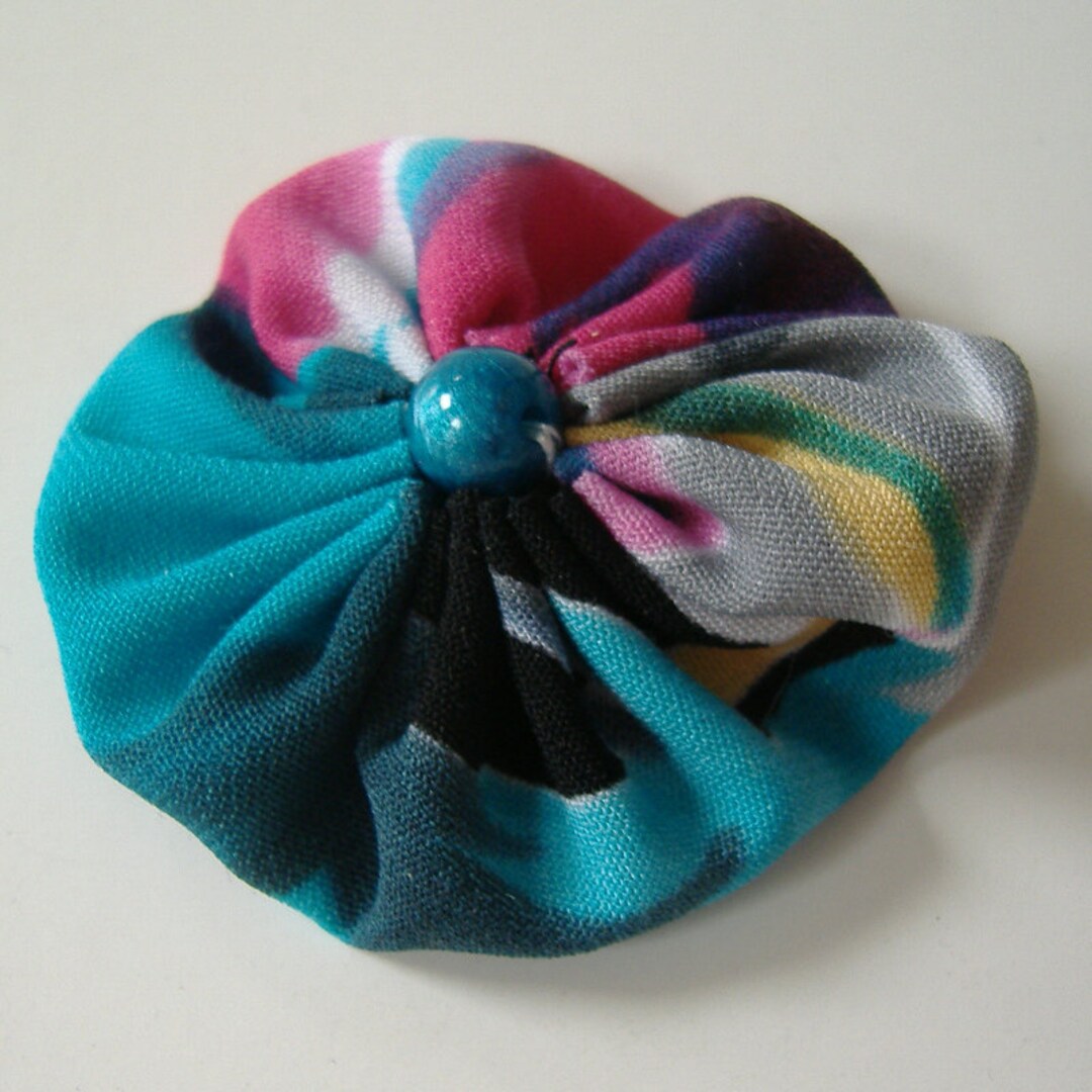 Fabric Yoyo Puff Hair Clip, 2 Inch Round Barrette, Suffolk Puff Hair ...