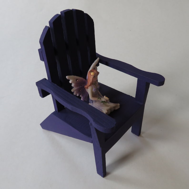 Purple Mini Adirondack Chair With Fairy, Painted Mini Chair, Country ...