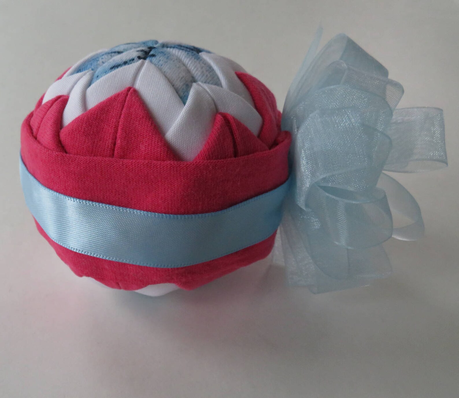 Quilted Ornament Ball 3.5", Folded Fabric Ball Ornament, Repurposed ...