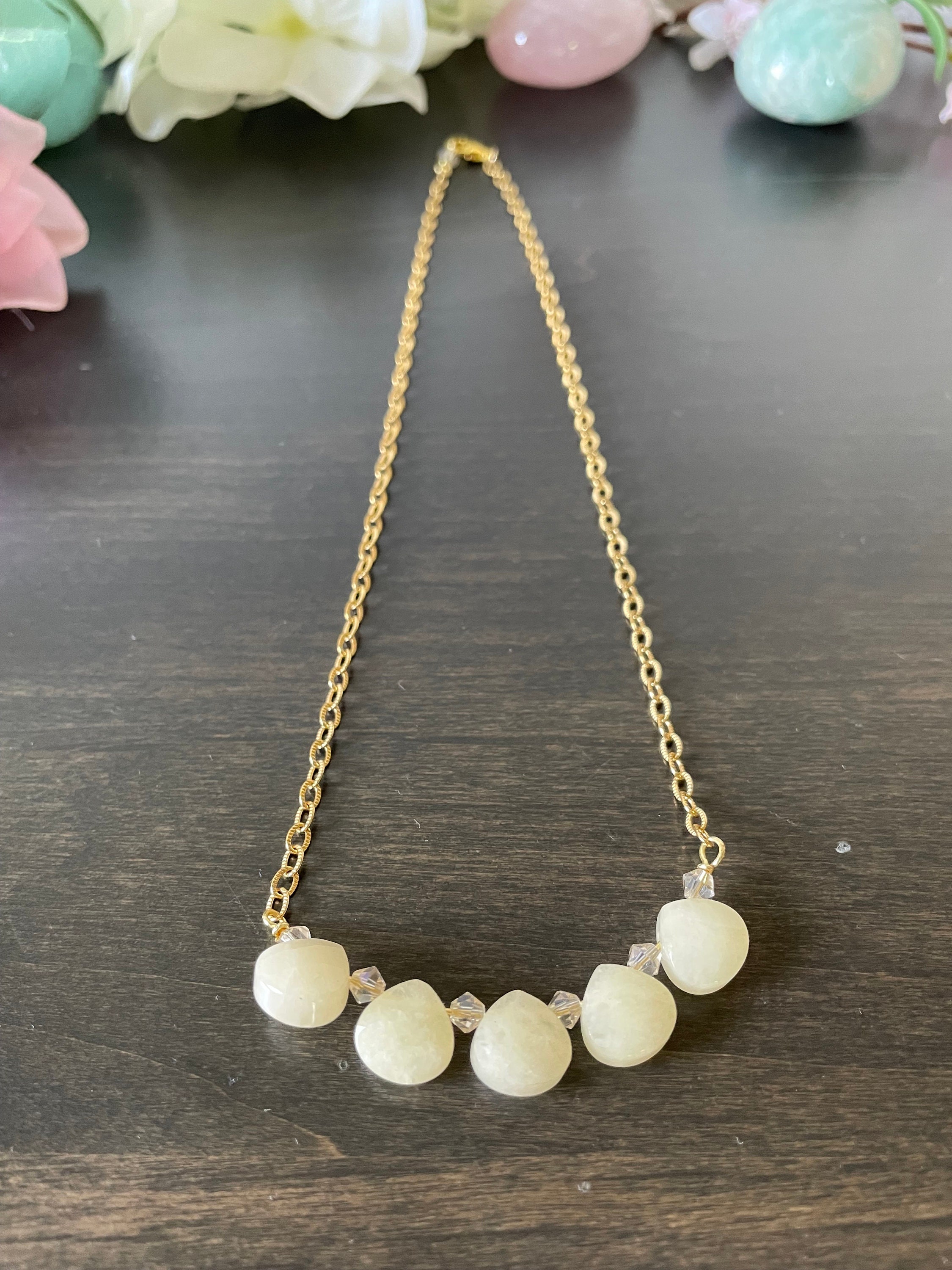 Yellow Flower Gemstone Necklace - Etsy