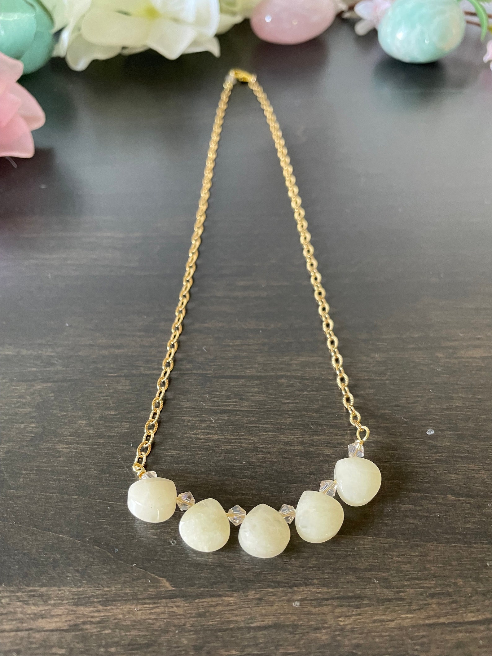 Yellow Flower Gemstone Necklace - Etsy