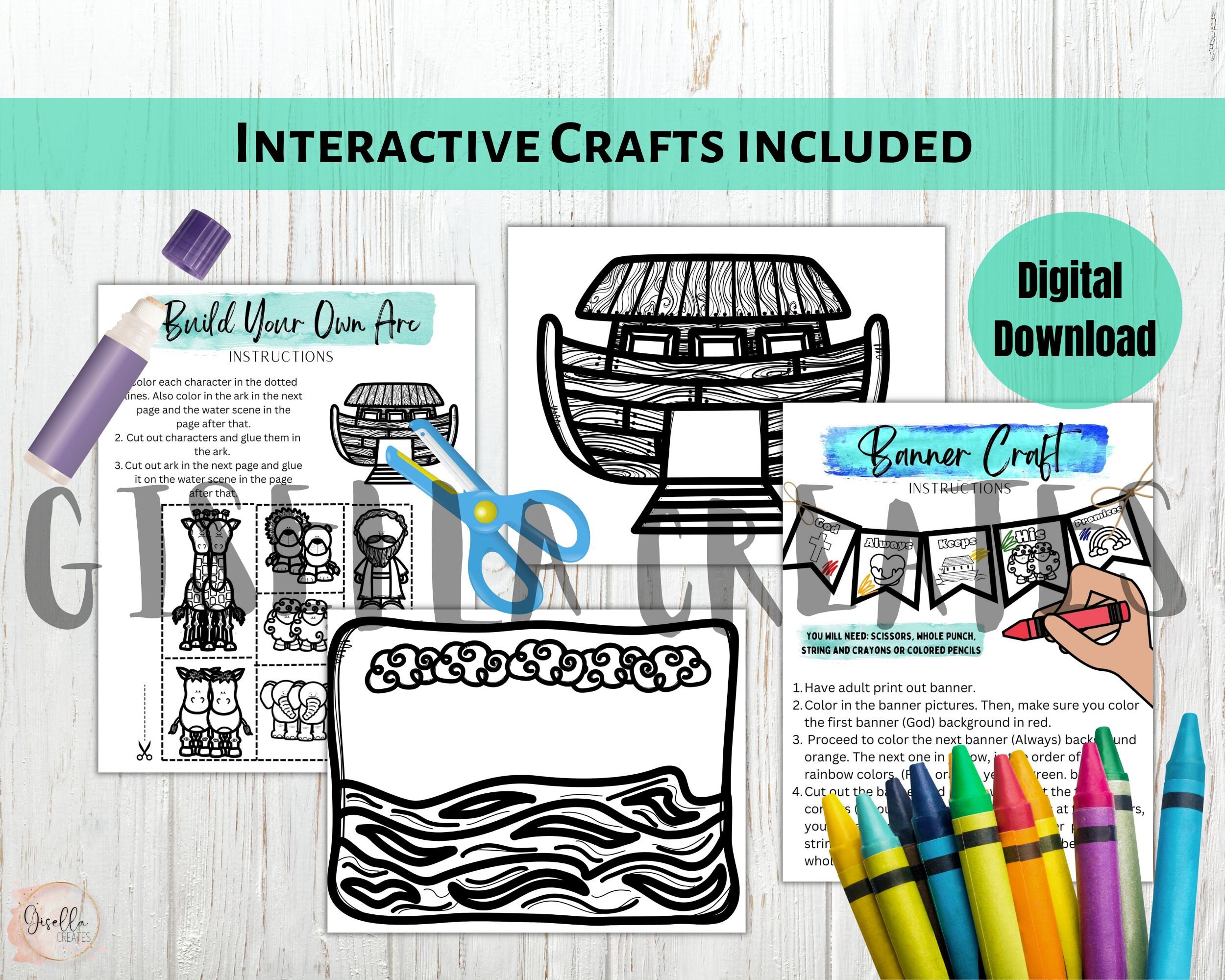 Noah's Ark Kids Bible Study, Noah's Ark Activity Coloring Pages Pack ...