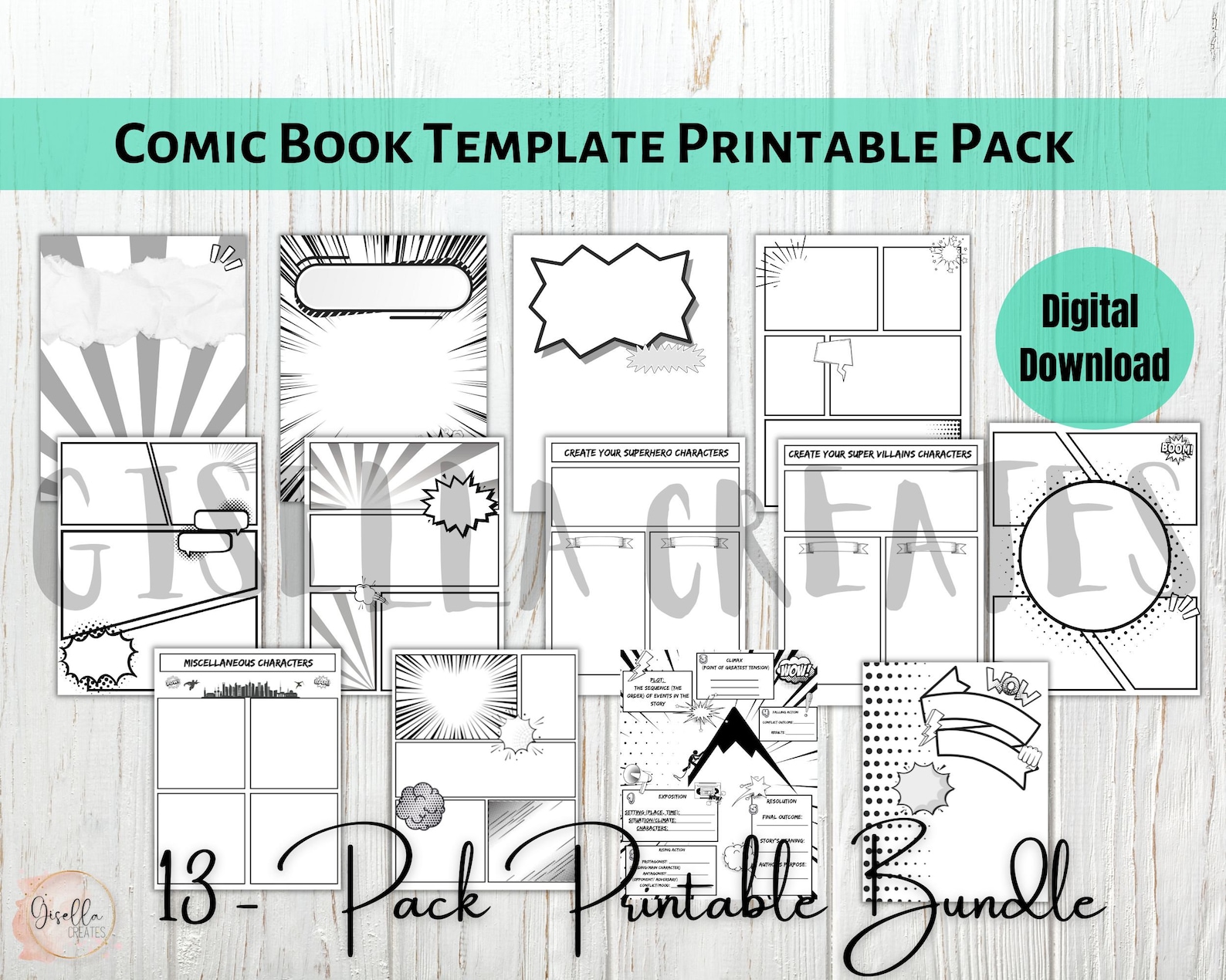 Comic Book Template, Comic Book Printable, Create Your Own Comic Book ...