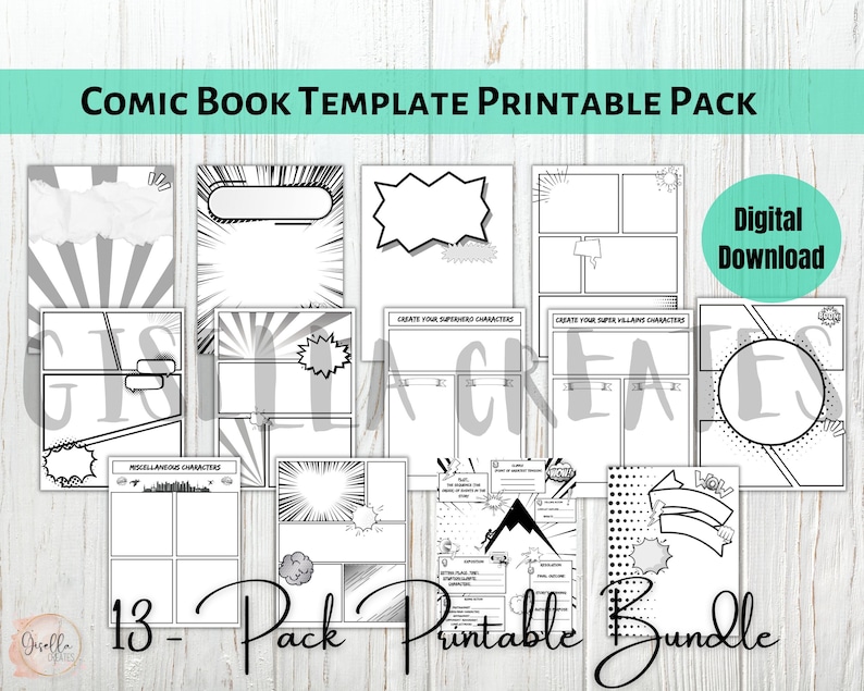 Comic Book Template, Comic Book Printable, Create Your Own Comic Book ...