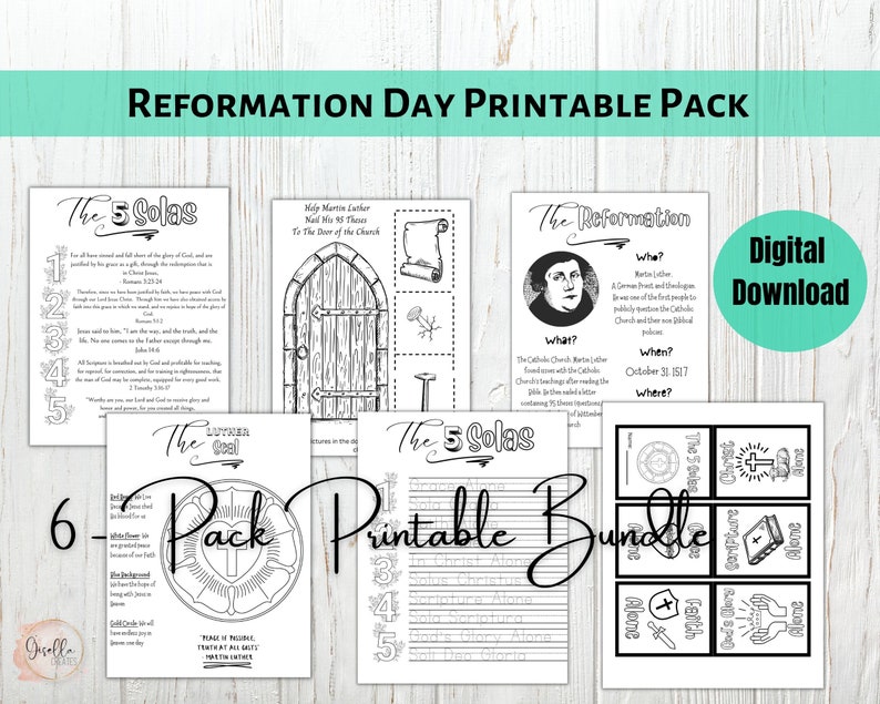 Reformation Day Printable Pack: Martin Luther, Five Solas (digital ...