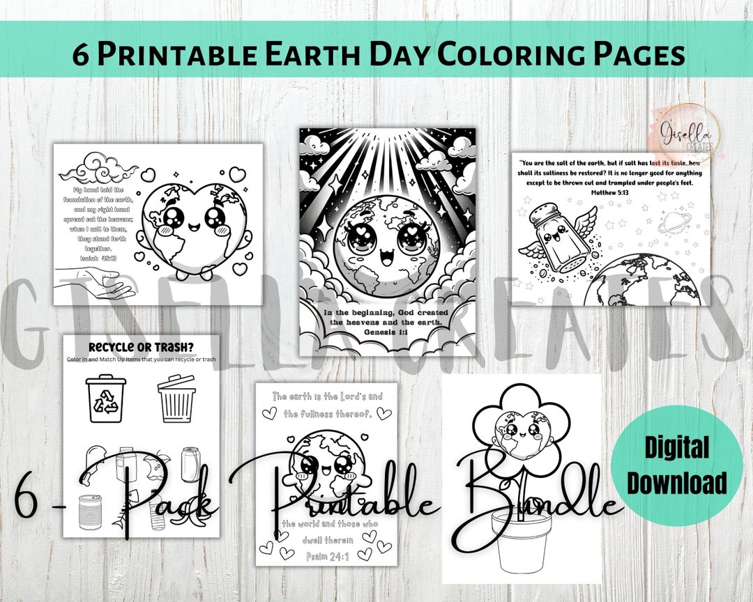 Earth Day Kids Coloring Pages, Earth Day Printables, Kawaii Earth Day ...