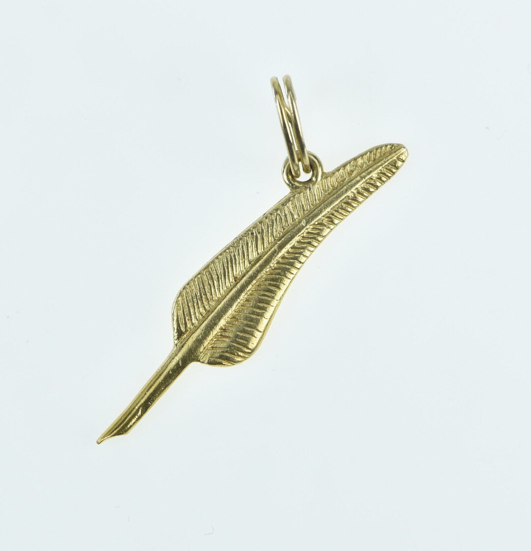 10K Feather Quill Pen Writer Author Poet Charm/pendant Yellow Gold - Etsy